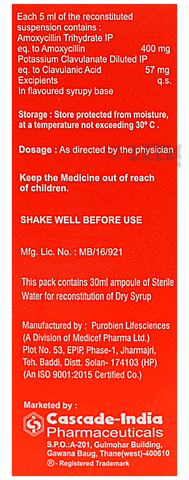 Buy Saginox CV DDS Dry Syrup Online: View Uses, Side Effects, Price ...