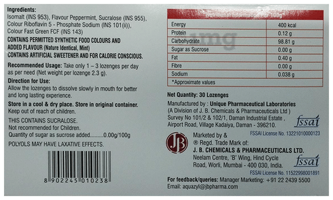 Aquazyl Isomalt Lozenges Sugar Free Mint: Buy strip of 15.0 lozenges at ...