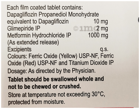 Buy Gemer Dapa XR Tablet 10/2/1000 Online: View Uses, Side Effects ...