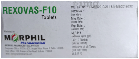 Buy Rexovas-F 10 Tablet Online: View Uses, Side Effects, Price ...