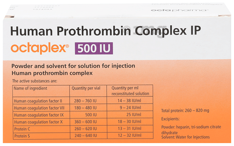 Buy Octaplex 500 IU Injection Online: View Uses, Side Effects, Price ...