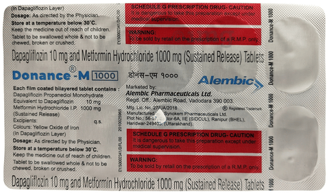 Buy Donance M 10mg/1000mg Tablet SR Online: View Uses, Side Effects ...