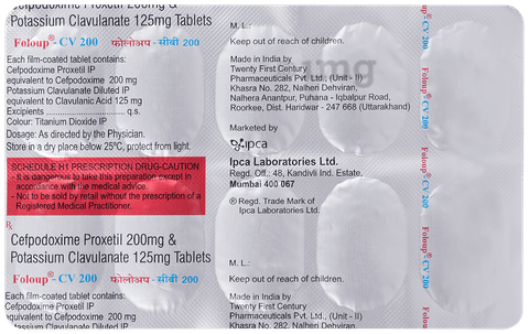 Buy Foloup CV 200 mg/125 mg Tablet Online: View Uses, Side Effects ...