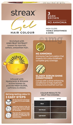 Streax Gel Hair Colour 3 Dark Brown: Buy box of 150.0 ml Kit at best ...