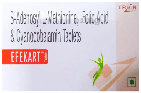 Buy Efekart S-Adenosyl L-Methionine, Folic Acid & Cyanocobalamin Tablet ...