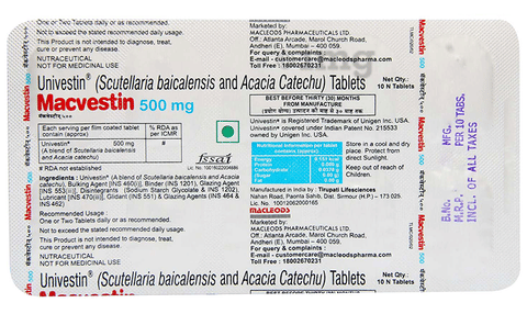 Macvestin 500mg Tablet for Joint Health: Buy strip of 10.0 tablets at ...