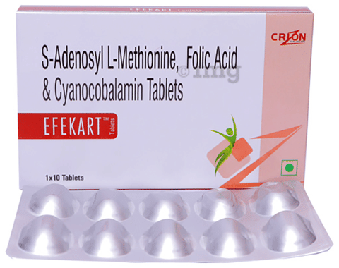 Buy Efekart S-Adenosyl L-Methionine, Folic Acid & Cyanocobalamin Tablet ...