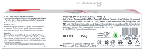 colgate total toothpaste ingredients