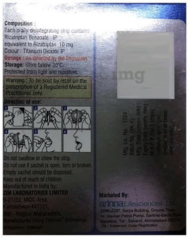 Buy Rizamelt 10 Disintegrating Strip Online: View Uses, Side Effects ...