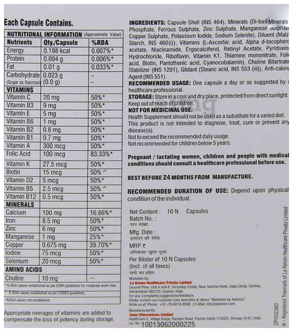 Henzovit Capsule: Buy strip of 10.0 capsules at best price in India | 1mg