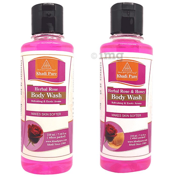 Khadi Pure Combo Pack Of Herbal Rose Body Wash And Herbal Rose And Honey