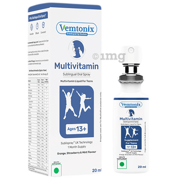Vemtonix Multivitamin Sublingual Oral Spray Ages 13+ Orange, Strawberry ...