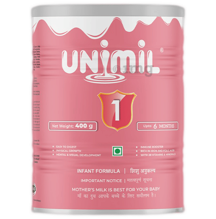 Unimil 1 Powder: Buy Tin of 400.0 gm Powder at best price in India | 1mg