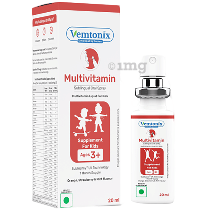 Vemtonix Multivitamin Sublingual Oral Spray Supplement for Kids 3 ...