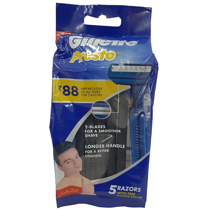 Gillette Presto Razor: Buy packet of 5 units at best price in India | 1mg