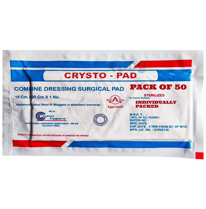 Agarwals Crysto Sterile Combine Dressing Surgical Pad 10cm x 20cm: Buy ...