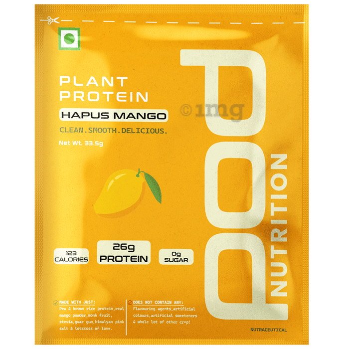 Pod Nutrition Plant Protein Powder Sachet (33.5gm Each) Hapus Mango ...