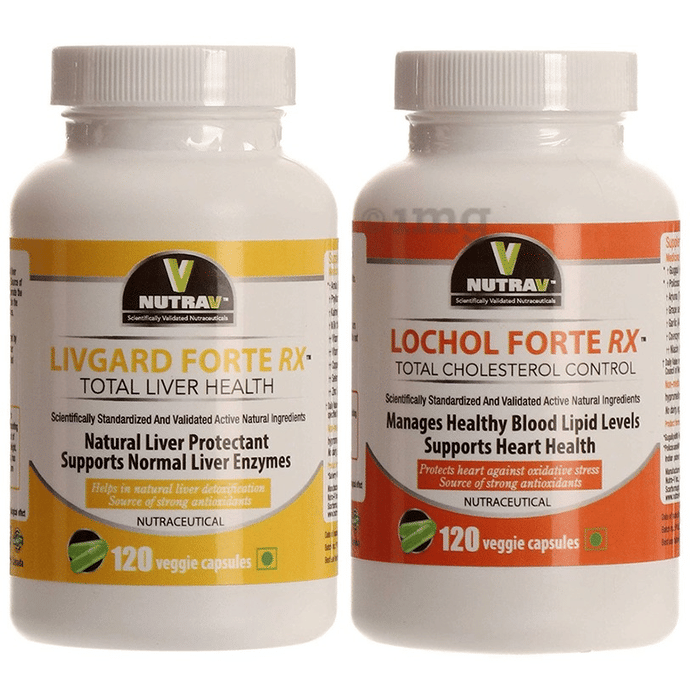 Nutrav Combo Pack of Lochol Forte Rx & Livgard Forte Rx Veggie Capsule ...