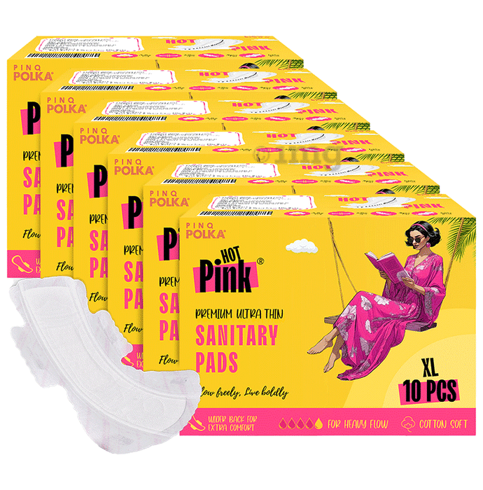 Pinq Polka Hot Pink Premium Ultra Thin Sanitary Pads (10 Each) XXL: Buy ...