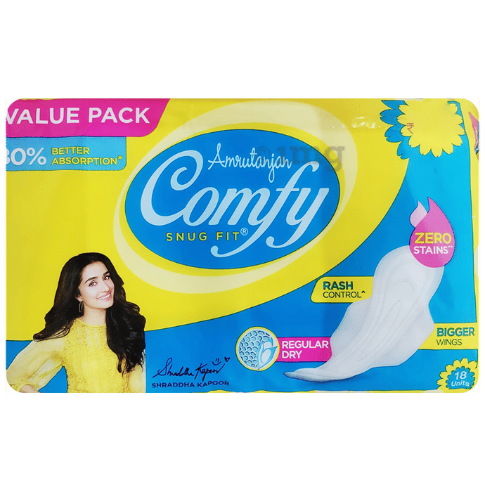 Amrutanjan Comfy Snug Fit Sanitary Pads Value Pack Regular: Buy packet ...