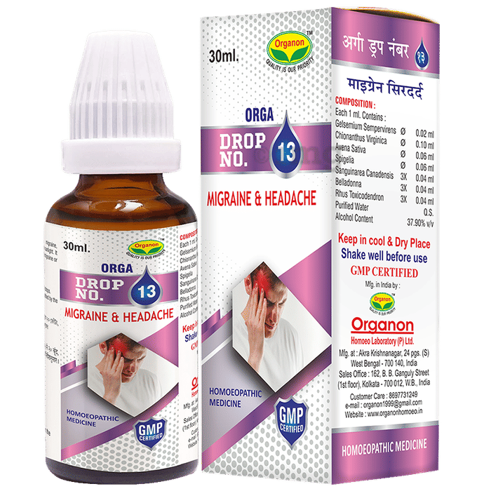 Organon Orga Drop No 13 Migraine & Headache: Buy bottle of 30.0 ml Drop ...