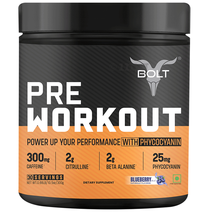 Bolt Pre Workout Powder Blueberry: Buy jar of 300.0 gm Powder at best ...