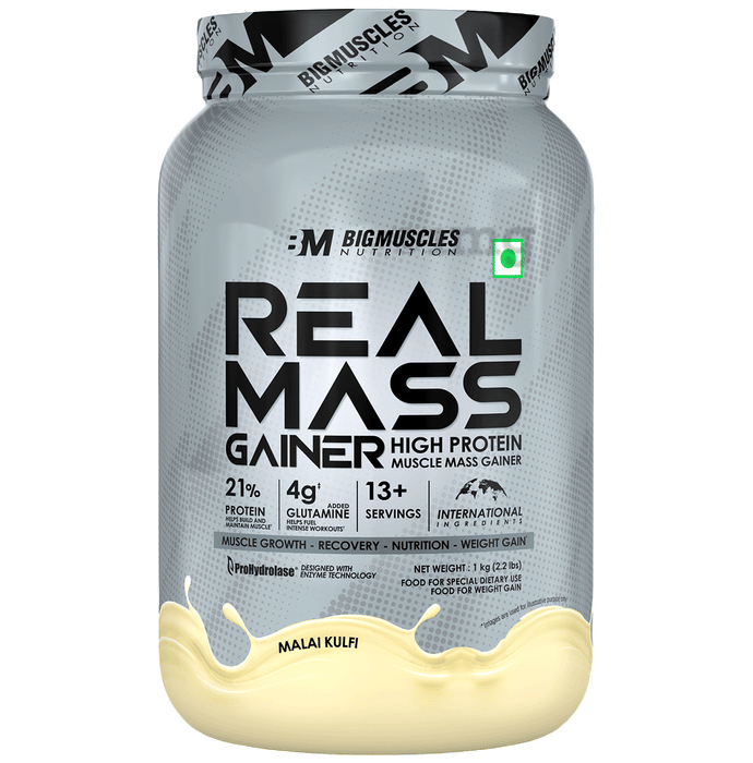 Bigmuscles Nutrition Real Mass Gainer Powder Malai kulfi: Buy jar of 1. ...