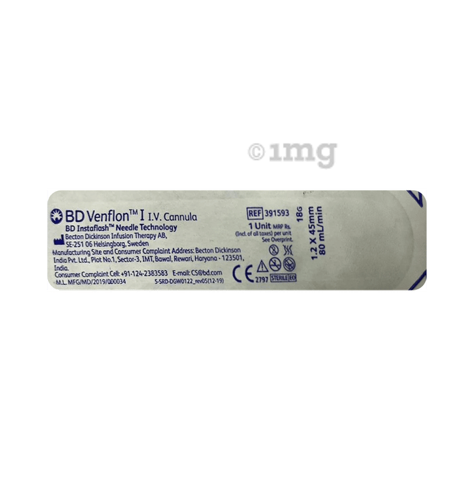 BD Venflon I.V. Cannula 18G: Buy packet of 1 Cannula at best price in ...