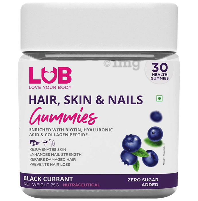 LUB Love Your Body Hair, Skin & Nails Gummies (30 Each) Black Currant ...