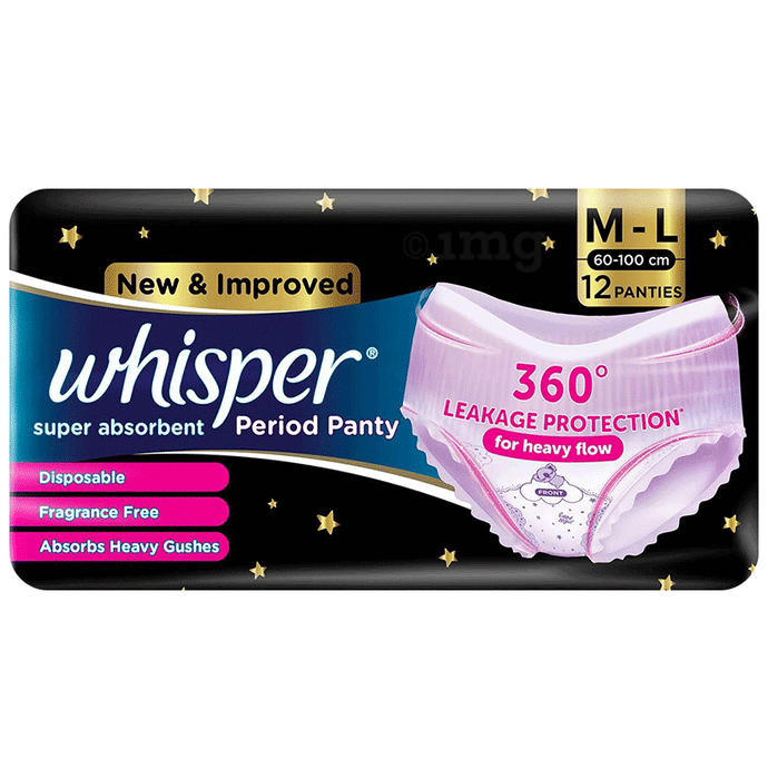 Whisper Choice Super Absorbent Period Panty M-L: Buy packet of 12.0 ...