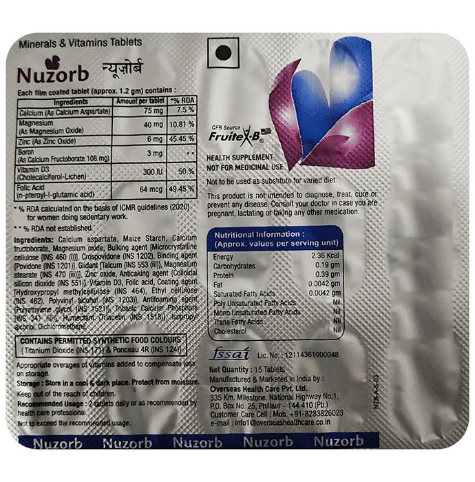 Nuzorb Tablet: Buy strip of 15.0 tablets at best price in India | 1mg