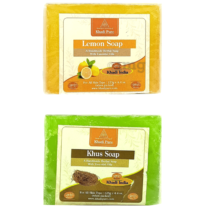 Khadi Pure Combo Pack of Lemon Soap & Khus Soap (125gm Each): Buy combo ...