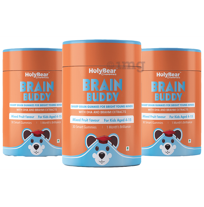 HolyBear Brain Buddy Gummies (30 Each) Mixed Fruit: Buy combo pack of 3 ...