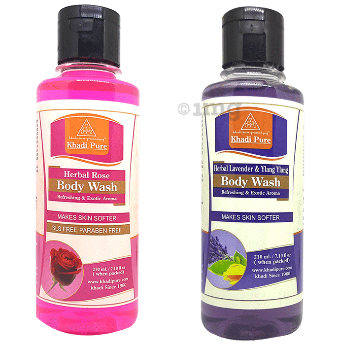 Khadi Pure Combo Pack of Herbal Lavender & Ylang Ylang Body Wash ...