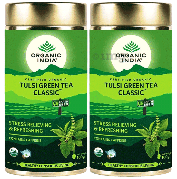 Organic India Tulsi Green Tea Classic (100gm Each): Buy combo pack of 2 ...