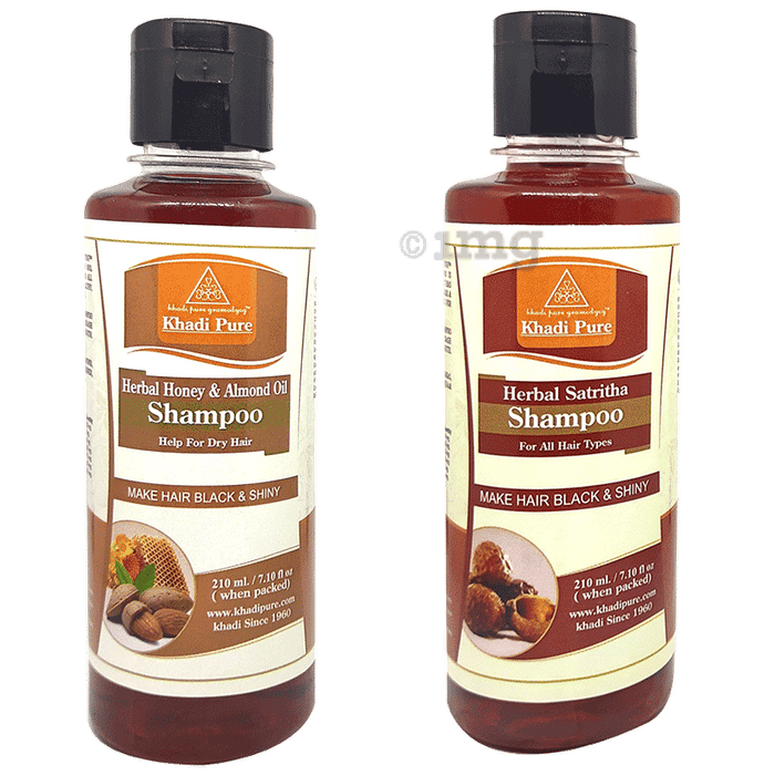 Khadi Pure Combo Pack of Herbal Honey & Almond Oil Shampoo & Herbal ...