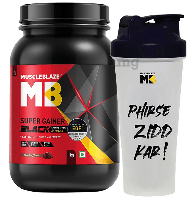 MuscleBlaze Combo Pack of Super Gainer Black with EGF Powder Chocolate ...