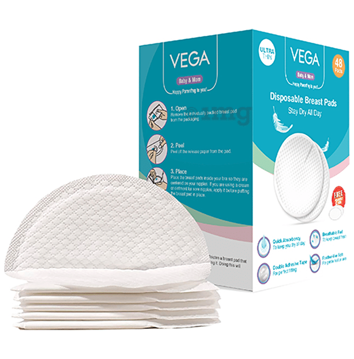Vega Baby & Mom Stay Dry All Day Ultra Thin Disposable Breast Pads: Buy ...
