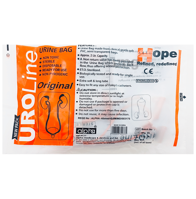 Alpha Uroline Urine Bag: Buy packet of 1.0 Bag at 𝗯𝗲𝘀𝘁 𝗽𝗿𝗶𝗰𝗲 in India | 1mg