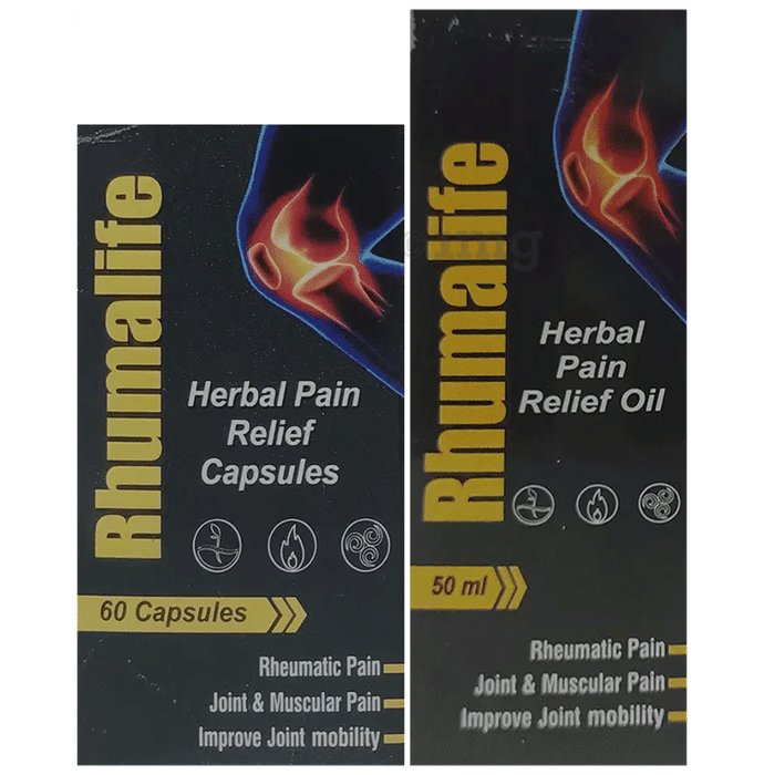 Rhumalife Combo Pack of Herbal Pain Relief Capsule (60) & Herbal Pain ...