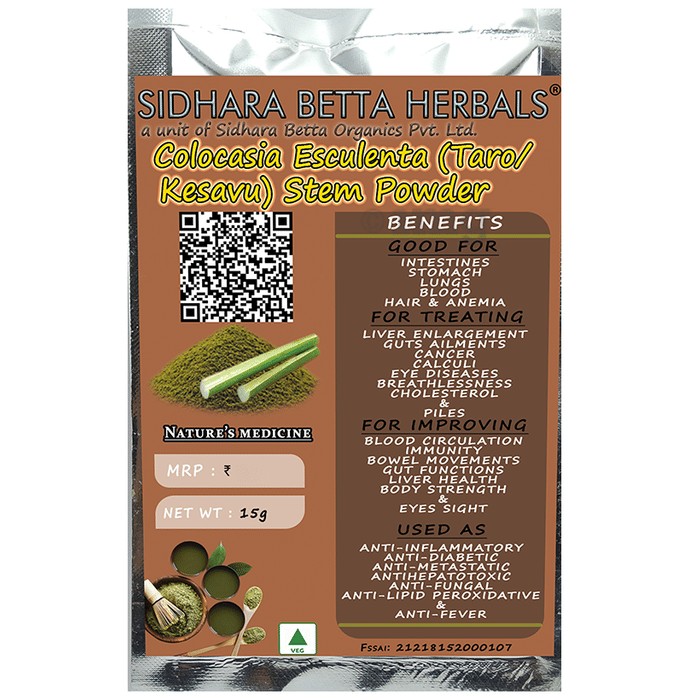 Sidhara Betta Herbals Powder Colocasia Esculenta Stem: Buy packet of 15 ...