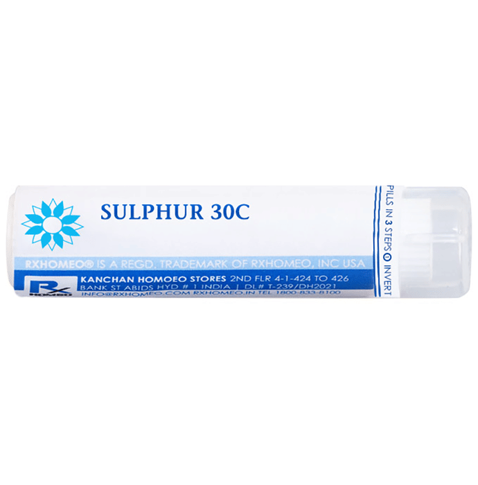 Rxhomeo Sulphur 30C: Buy bottle of 250.0 pellets at 𝗯𝗲𝘀𝘁 𝗽𝗿𝗶𝗰𝗲 in India ...
