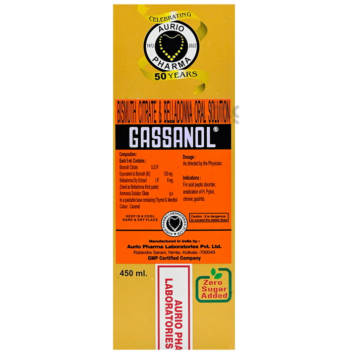 Aurio Pharma Gassanol Oral Solution | Helps Relieve Gastritis, Mild ...