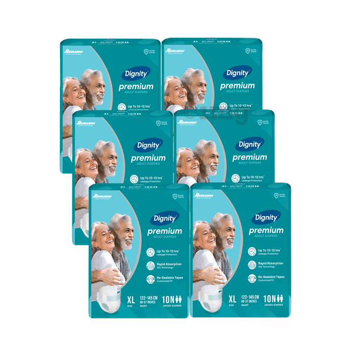 Dignity Premium Adult Diaper (10 Each) XL: Buy combo pack of 6 Packs at ...