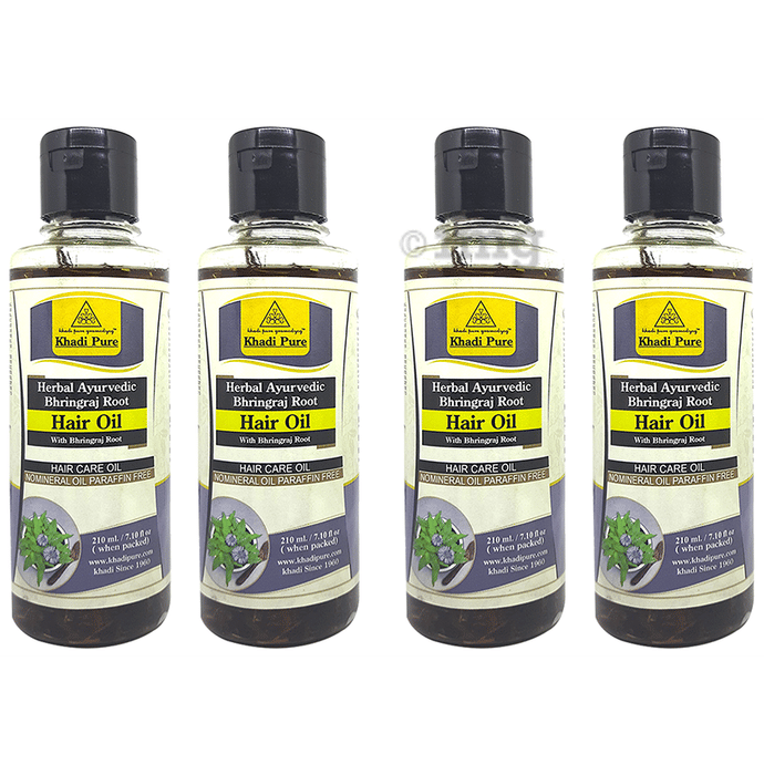 Khadi Pure Herbal Ayurvedic Bhringraj Root Hair Oil (210ml Each): Buy combo pack of 4.0 bottles ...