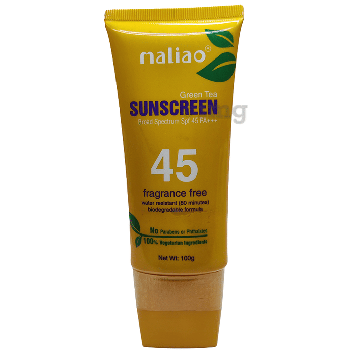 Maliao SPF 45 PA+++ Green Tea Sunscreen: Buy tube of 100.0 gm Cream at best price in India | 1mg