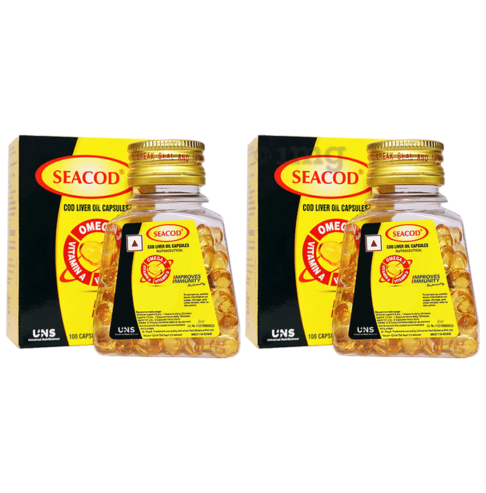 Seacod Cod Liver Oil Capsule 300 mg | Omega-3, Vitamins D & A| Immune ...