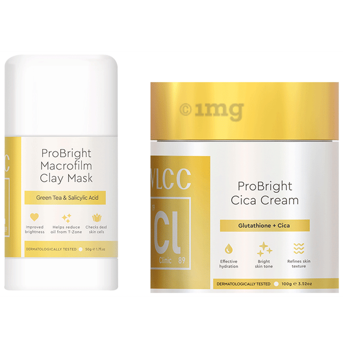 VLCC Clinic ProBright Cica Cream (100gm) & ProBright Macrofilm Clay ...