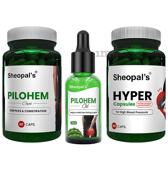 Sheopal's Combo Pack of Pilohem & Hyper Capsule (60 Each) & Pilohem Oil ...