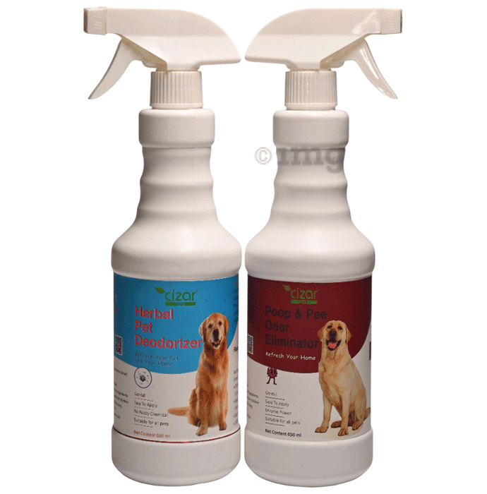 Cizar Combo Pack of Herbal Pet Deodorizer and Poop & Pee Odor ...